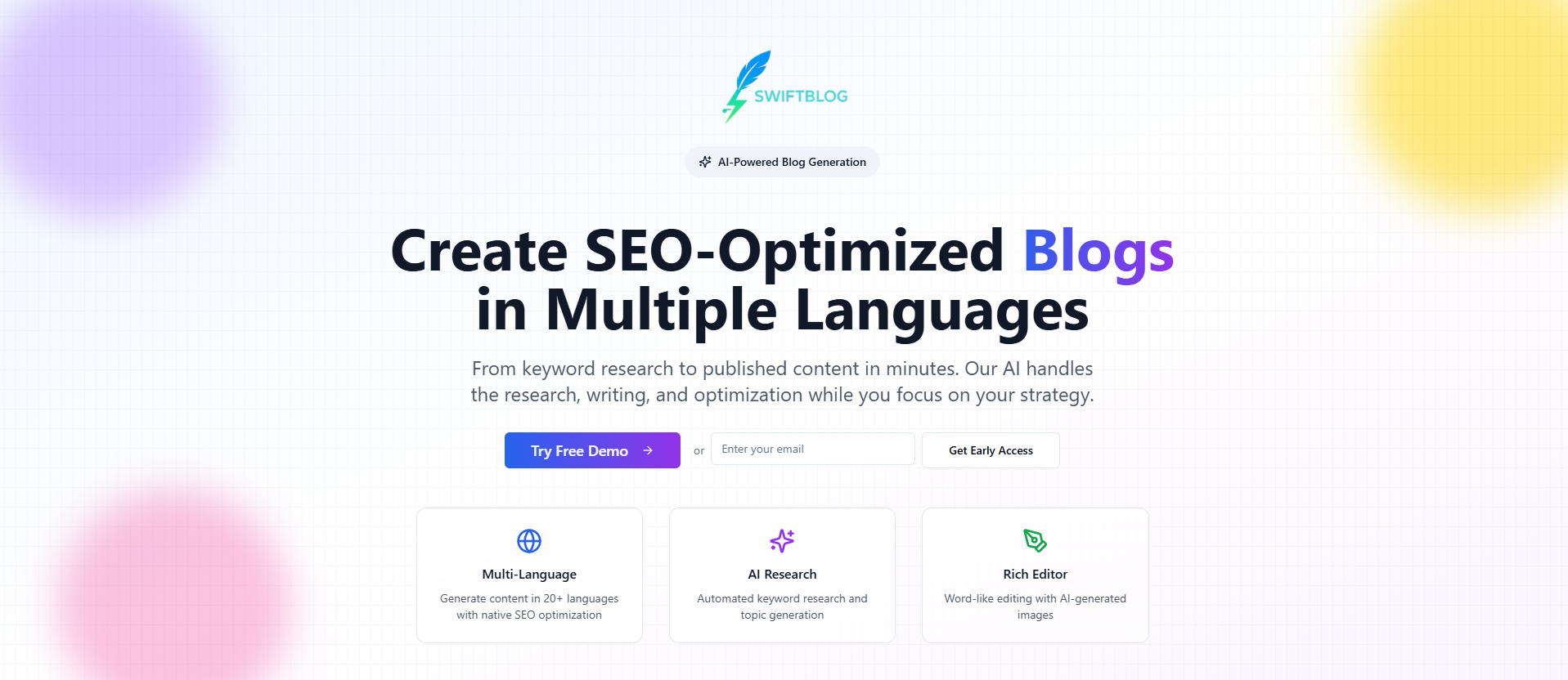 Swiftblog - Create SEO-Optimized Blogs with AI